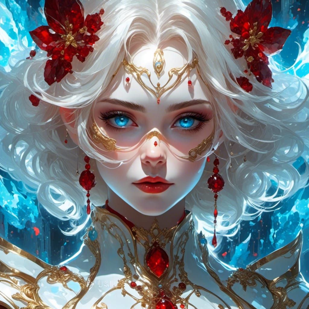 bioluminescent cute_jaina_proudmoore, intricate icy blue eyes, white ...