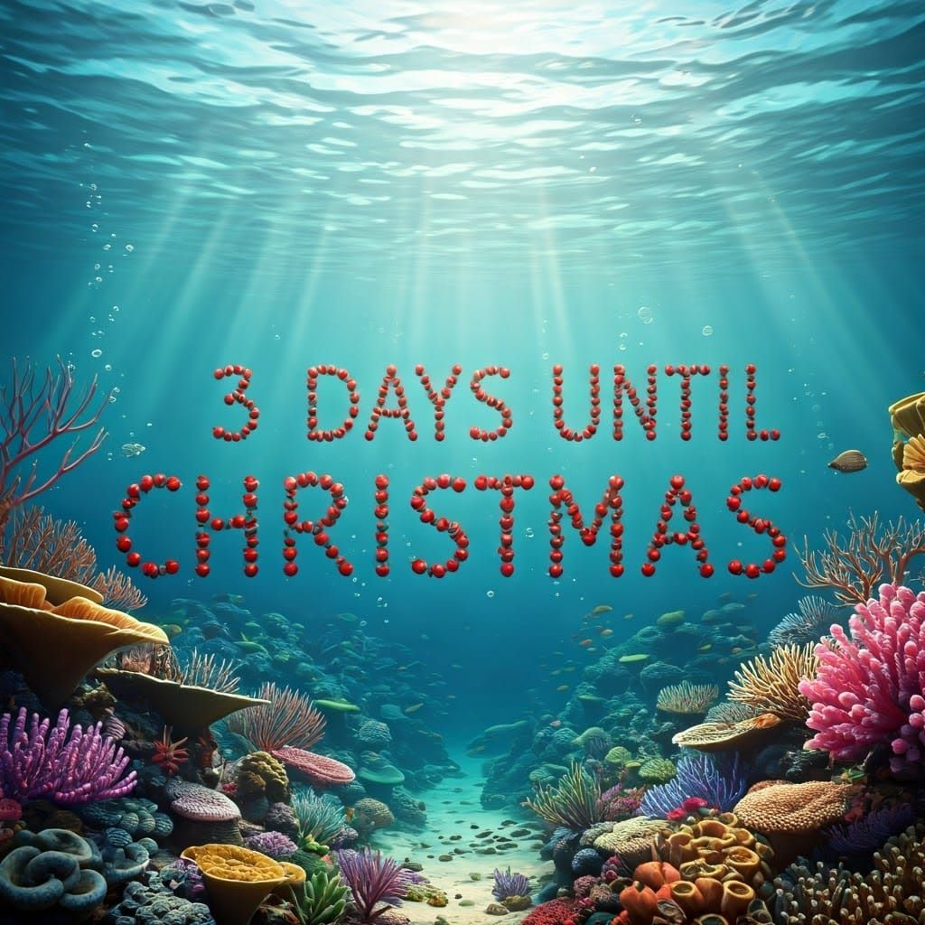 3 Days Until Christmas - Vibrant Underwater Christmas Scene