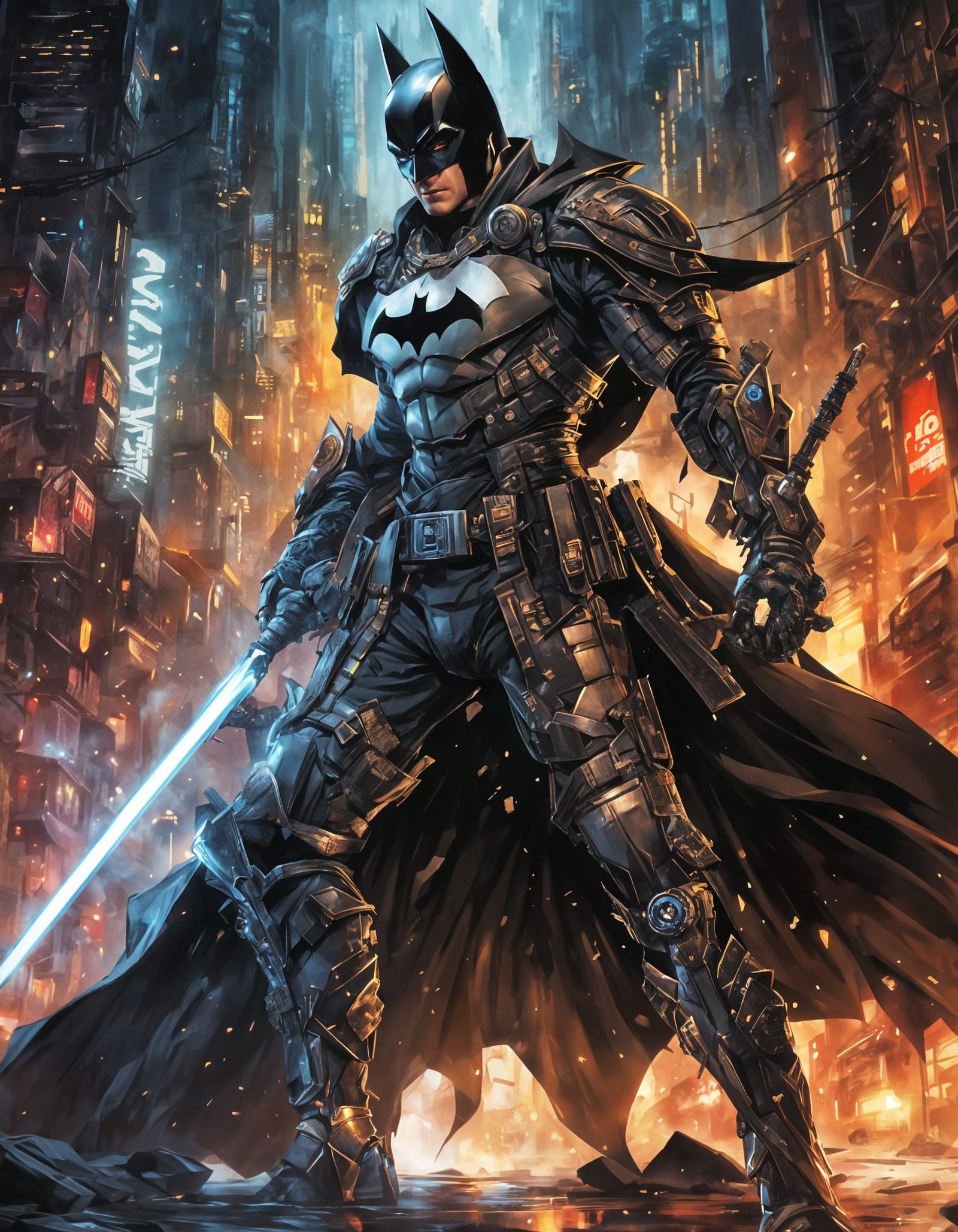 Justice of Night City - Cyberpunk Batman Samurai Masterpiece