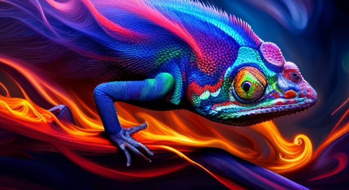 Fire-breathing Chameleon - AI Generated Artwork - NightCafe Creator