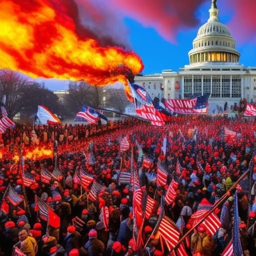 "Insurrectionists rioting at the US Capitol, 'Red Flags' "!! vivid ...