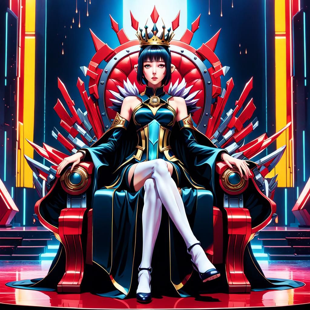 Waifu Queen Sitting On Her Throne - AI Generated Artwork - NightCafe Creator