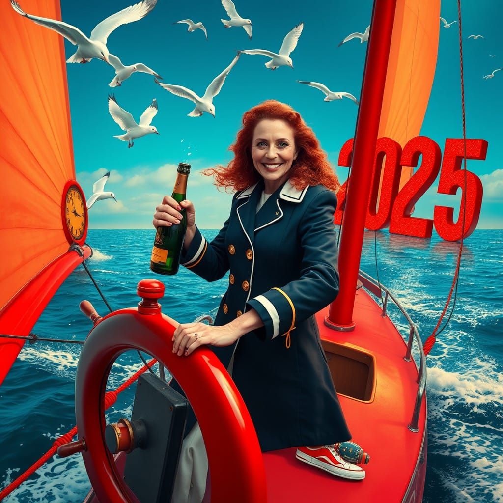 Surreal Dali-Inspired Captain Celebrates Arrival a... - AI Art