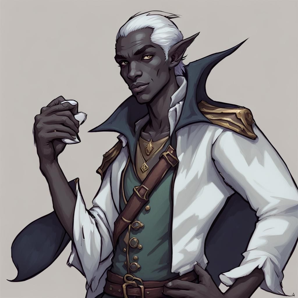Half sea elf half drow male wearing the outfit of a first mate in the ...