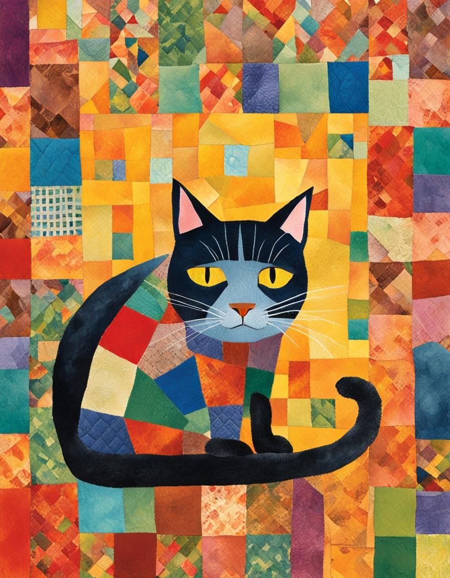 Close-up of a Cat : Eric Carle - Whimsical Cat Portrait in ...