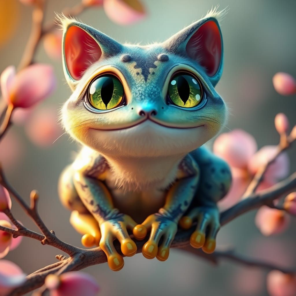 Just a Crog - Whimsical Cat-Frog Hybrid in Ethereal Landscap...