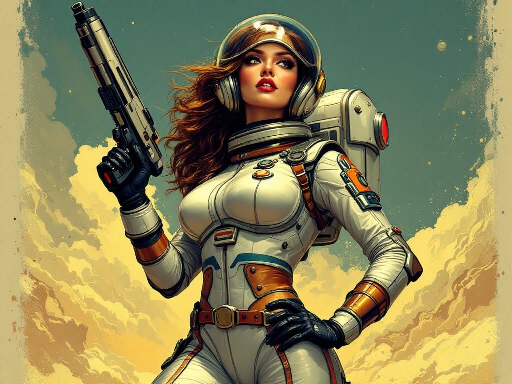 Ready to fire - Confident Space Adventurer in Vintage-Inspir...