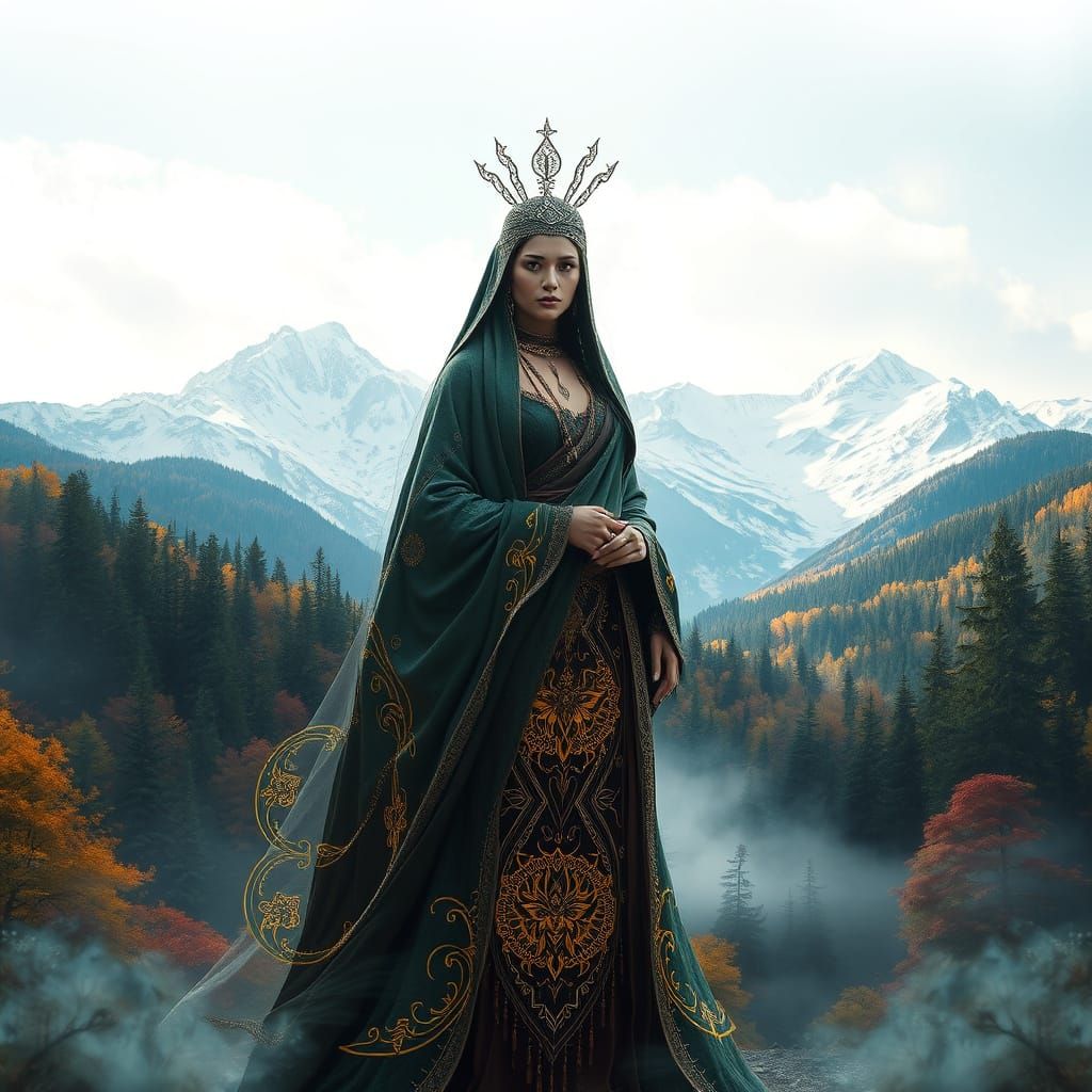 Ethereal Spirit Woman in a Dreamy Fantasy Landscap... - AI Art