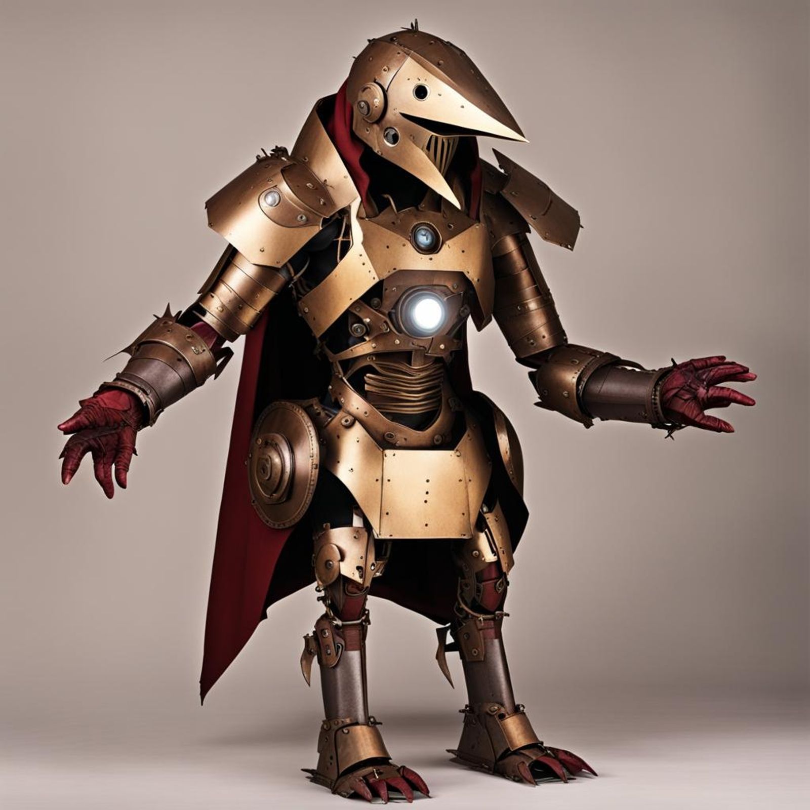 Kenku iron man suit, steampowered clockwork armored kenku styled - AI ...