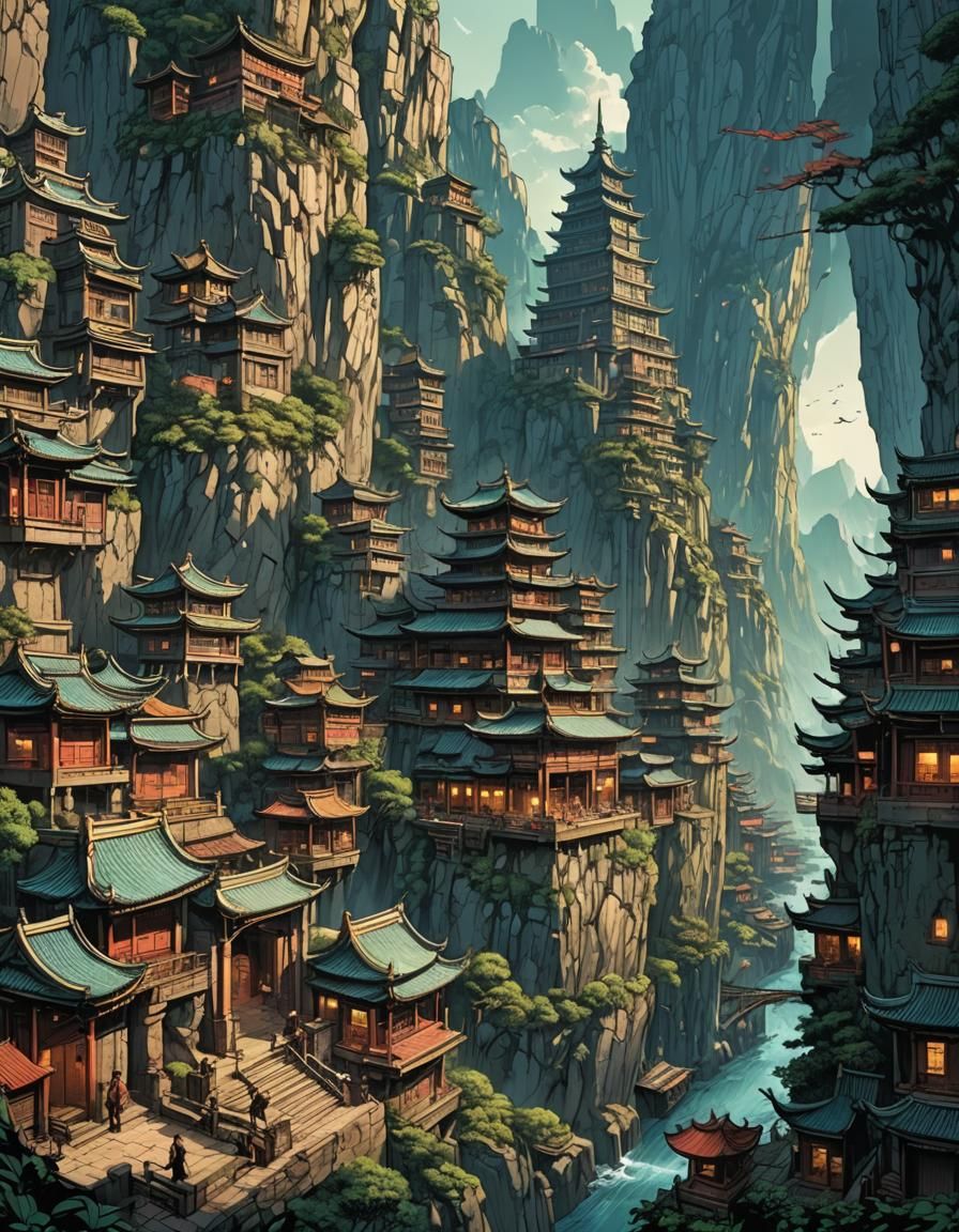 City in Omen-thunder pass - AI Generated Artwork - NightCafe Creator