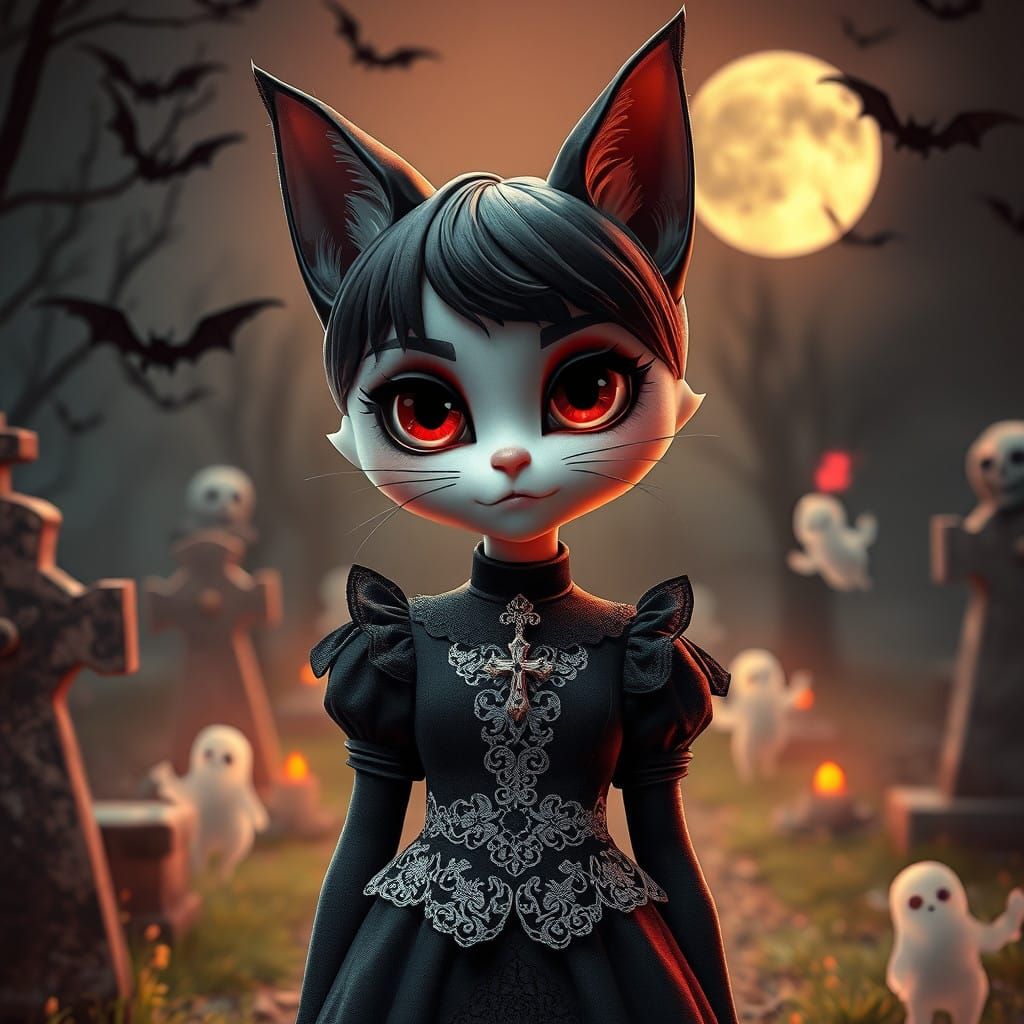 A cute goth cat girl - A cute goth cat girl