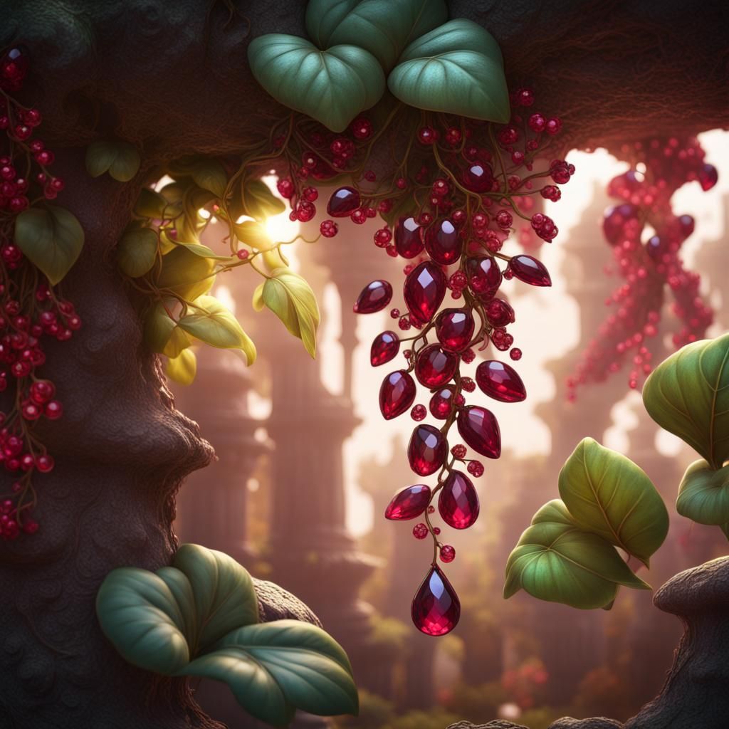 small vine growing rubies, sparkling, diamonds, jewels, plant - AI Generated Artwork - NightCafe ...
