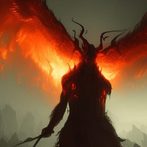 Giant fire demon, hell fire - AI Generated Artwork - NightCafe Creator