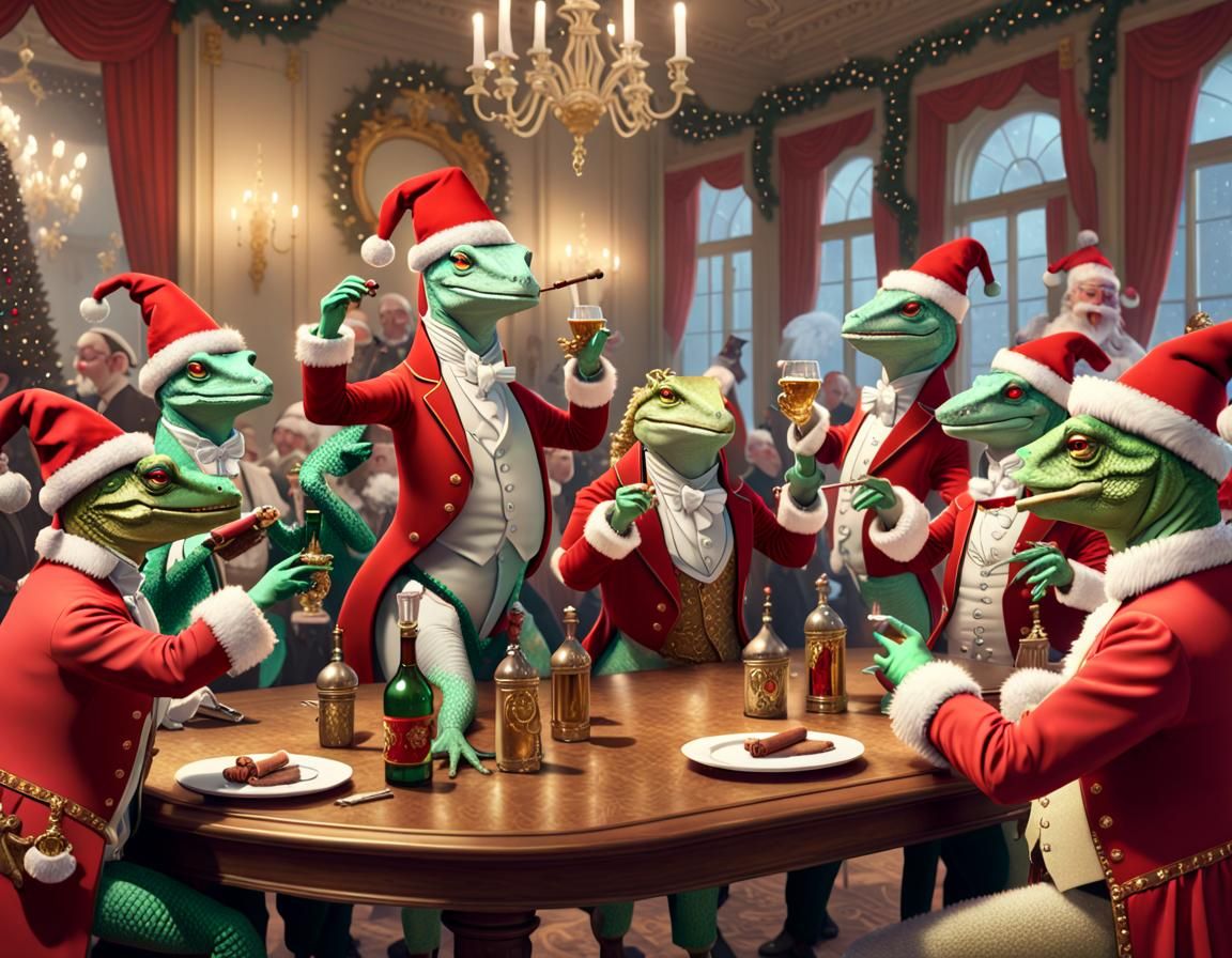 Partying Lizzards - AI Generated Artwork - NightCafe Creator