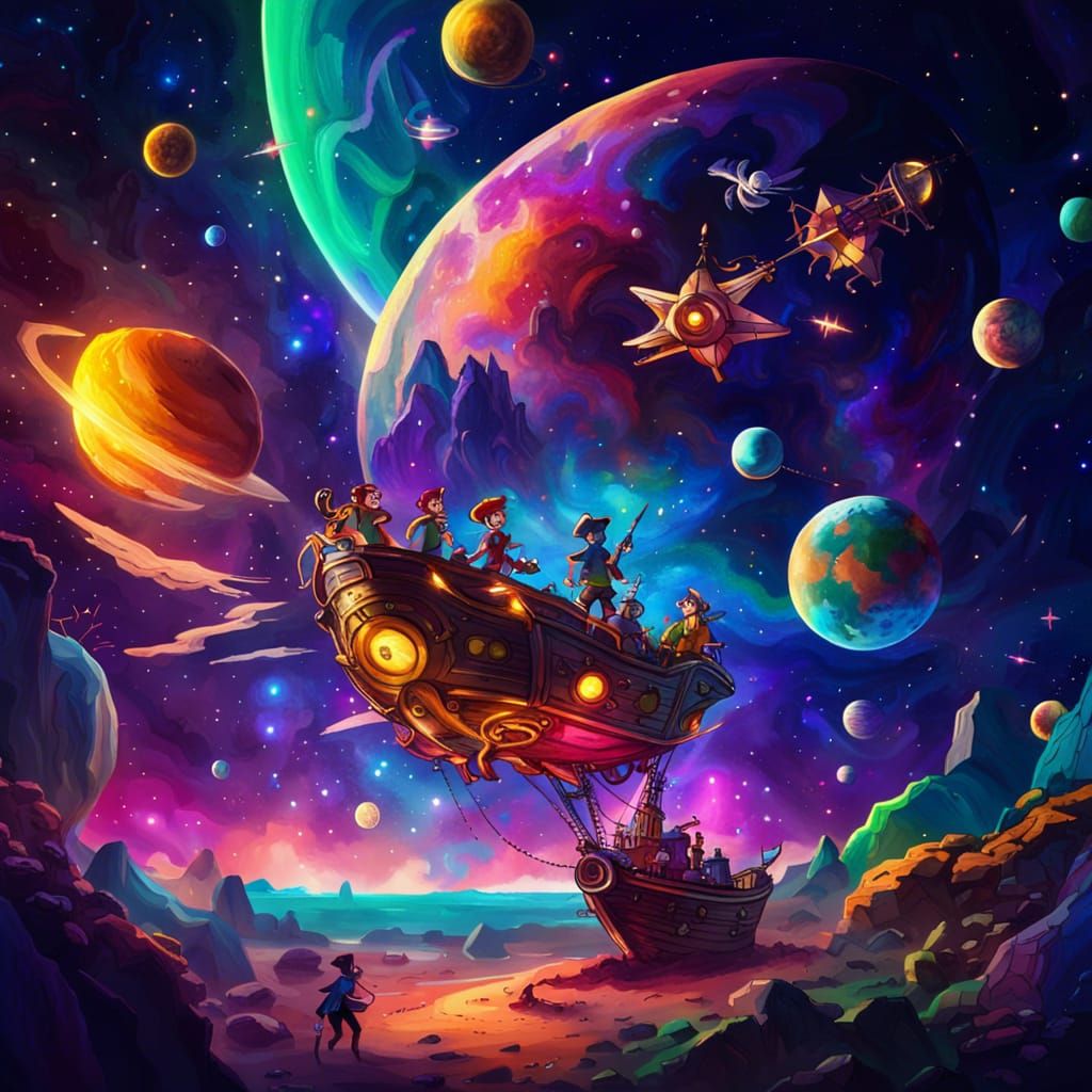 Peter Pan and Space Pirate Crew - AI Generated Artwork - NightCafe Creator