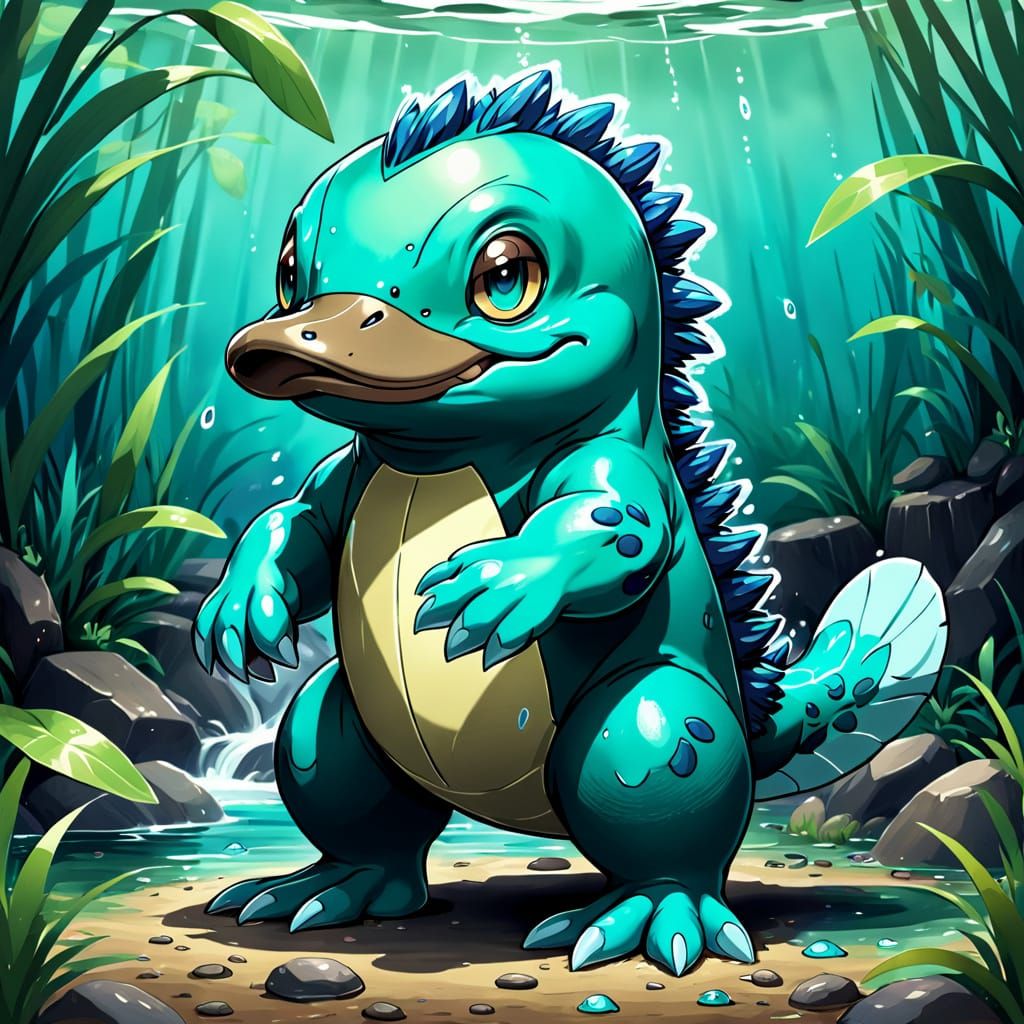 Ground Water Fakemon with Platypus Aura and Majest... - AI Art
