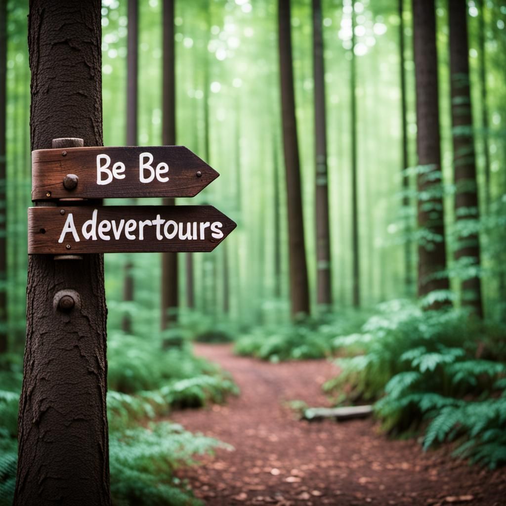 Sign that reads "Be Adventurous" in woods - AI Generated Artwork ...