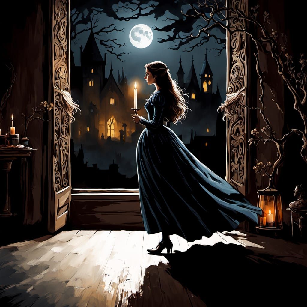 luna llena - Princess with a Ghostly Reflection in a Gothic ...