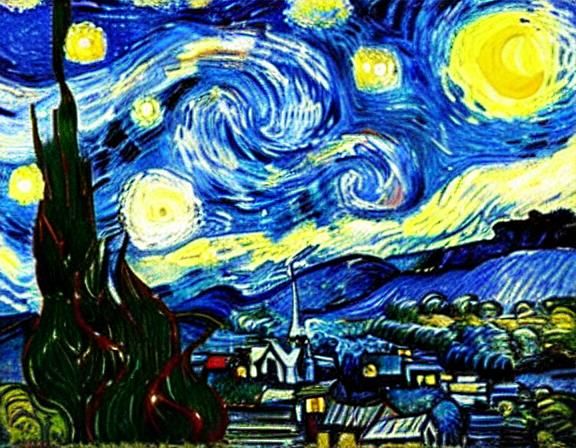 Starry Night van Gogh - Starry Night Landscape in Impression...
