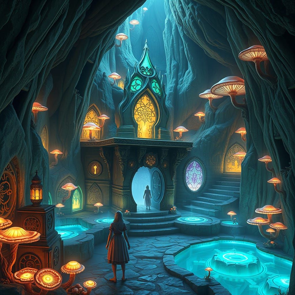 Glowing Cavern Brothel in Blackreach - AI Art