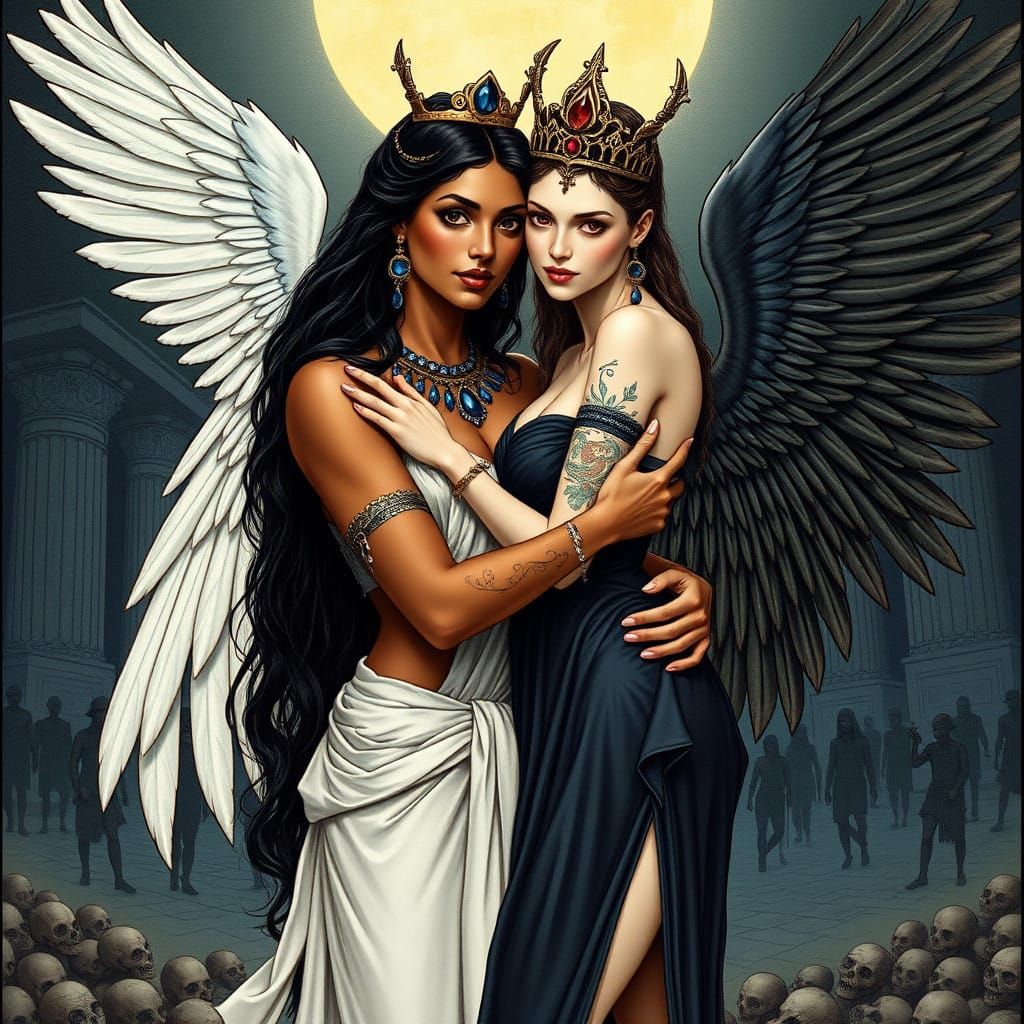 Ancient Mesopotamian Goddesses: Ishtar and Ereshki... - AI Art
