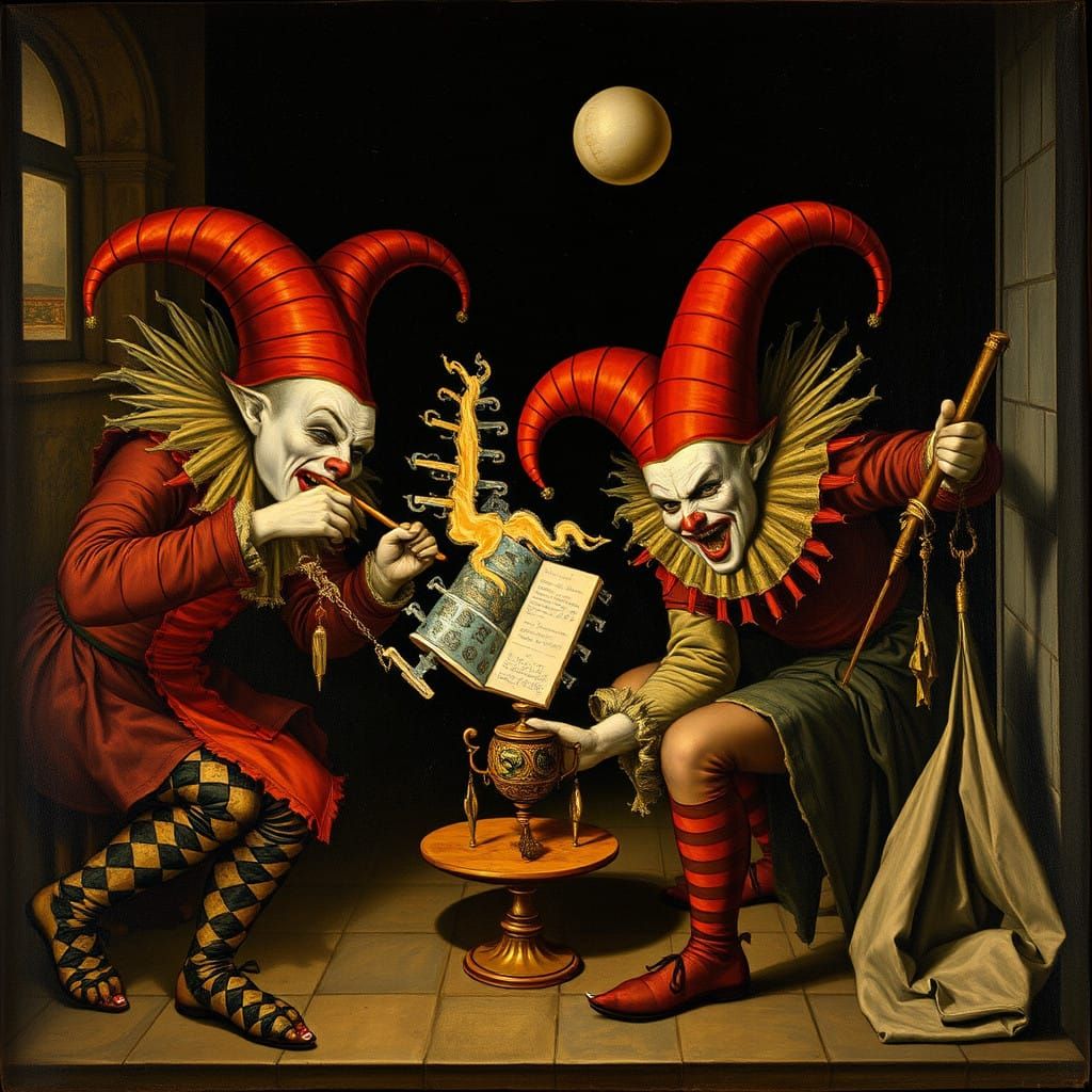Medieval Jesters in Stealth Jet - AI Art