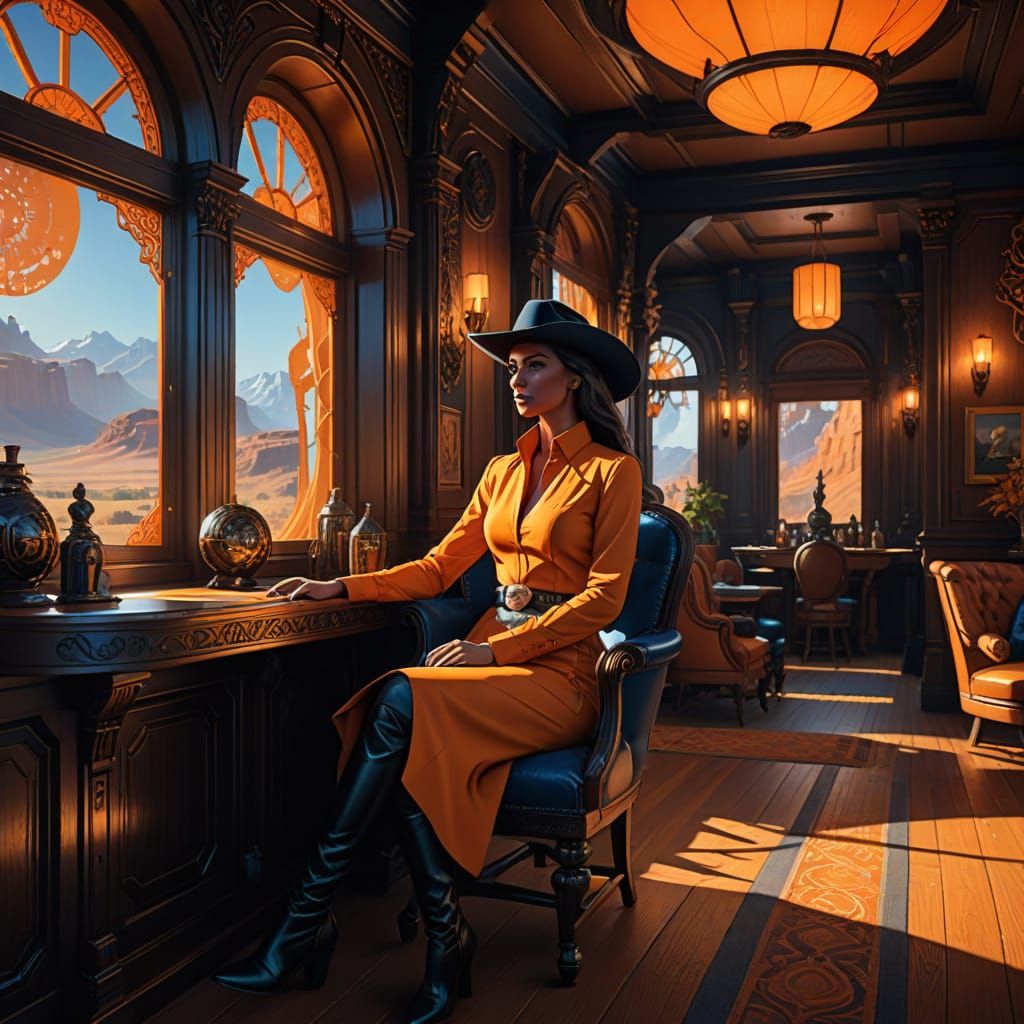 Bold Western Saloon Illustration in Airbrush Style - AI Art