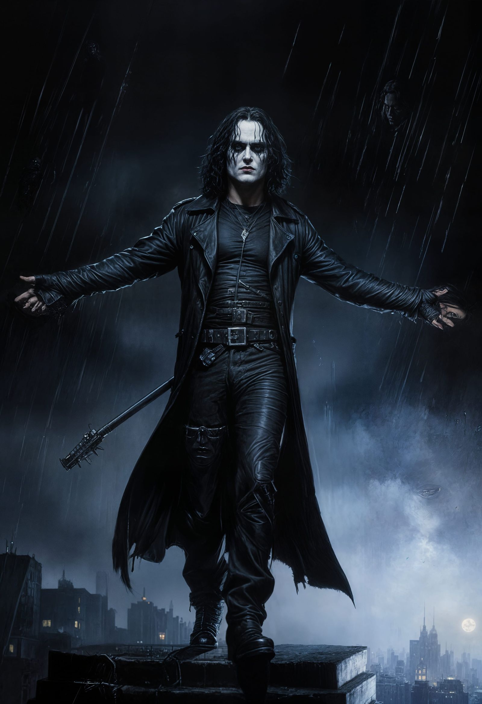 The Crow - Cyberpunk Noir Portrait of a Mysterious Musician