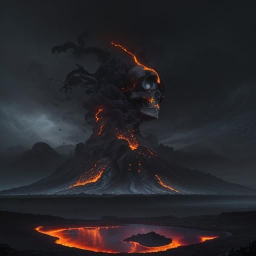 Beyond pareidolia! Skull Island volcano being ~ - AI Generated Artwork ...