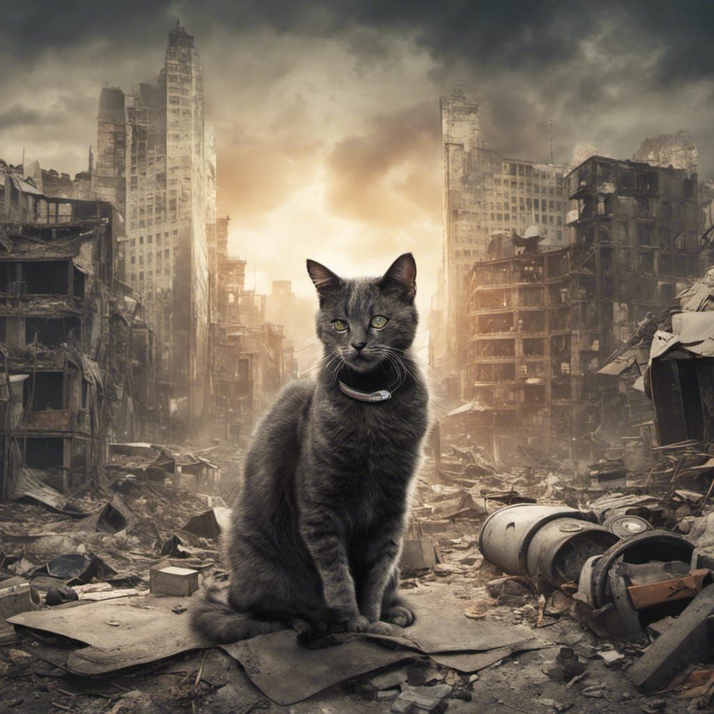 cat exploring a post apocalyptic city - AI Generated Artwork ...