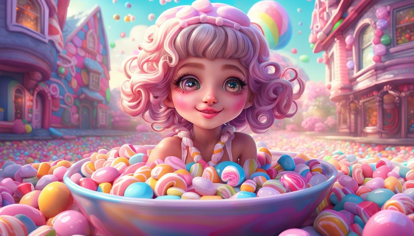 Candy Girl In Candy Wonderland - AI Generated Artwork - NightCafe Creator