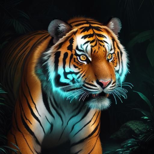 STUNNINGLY BEAUTIFUL very detailed Bioluminescence Tiger FINELY ...