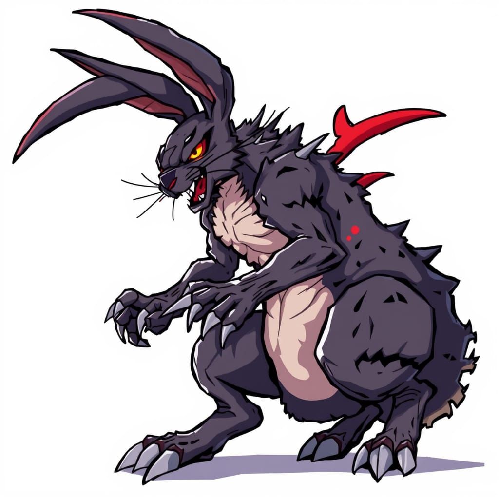 Menacing Anime-Inspired Rabbit with Razor-Sharp Cl... - AI Art