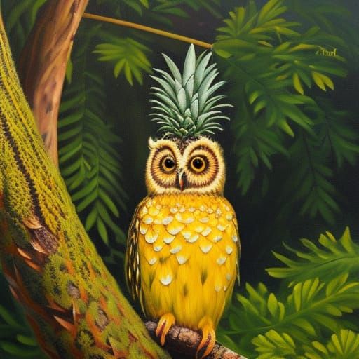 Pineapple owl hybrid. - AI Generated Artwork - NightCafe Creator