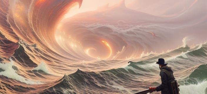 Photorealistic A Beautiful Depiction of an ocean Maelstrom, Digital ...