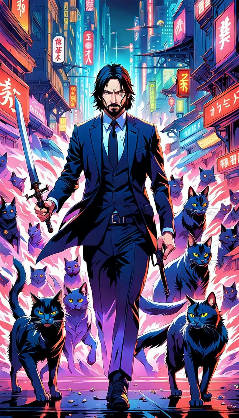 IF ONLY JOHN WICK WAS A "CAT PERSON"... - AI Generated Artwork ...
