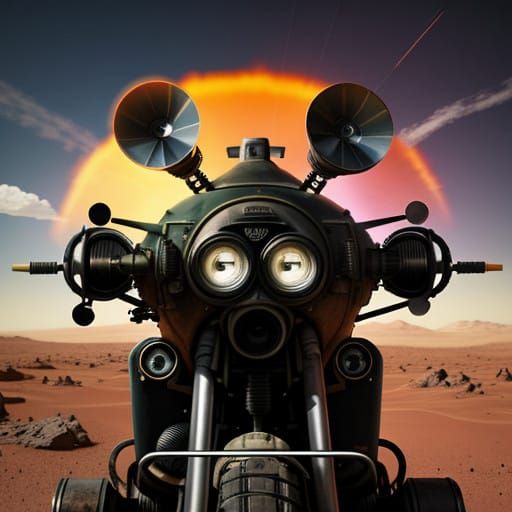 Dieselpunk Mars Crash in Vibrant Complementary Hue... - AI Art