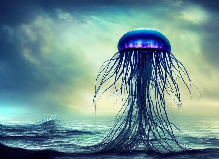 Alien Jellyfish on the seashore - AI Generated Artwork - NightCafe Creator