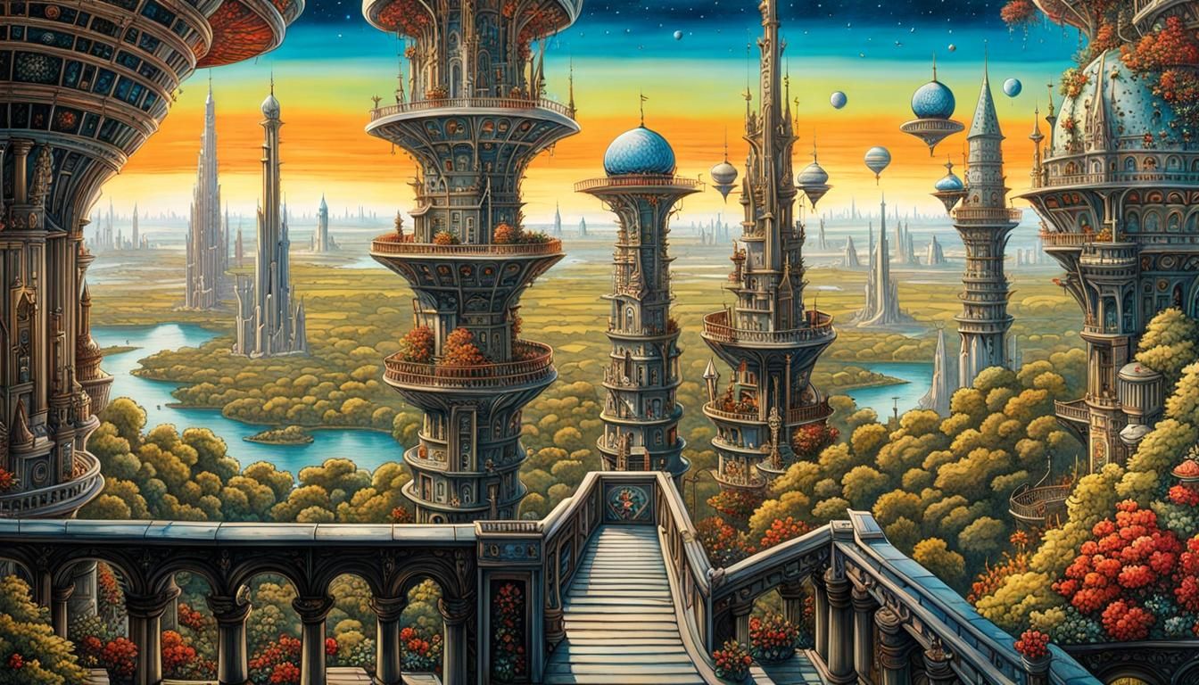 Alien city observation deck, 2 - AI Generated Artwork - NightCafe Creator