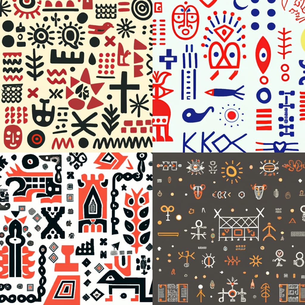 Pattern of abstract symbols in Nordic folk art style. - AI Generated ...