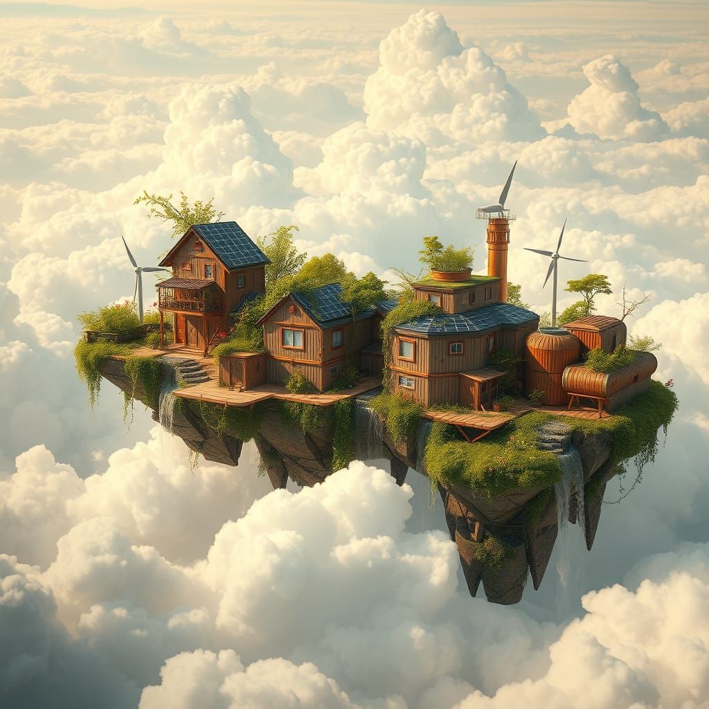 Solarpunk settlement - Surreal Solarpunk Oasis in Whimsical ...