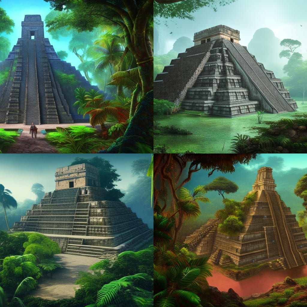 Mayan temple in the jungle - AI Generated Artwork - NightCafe Creator