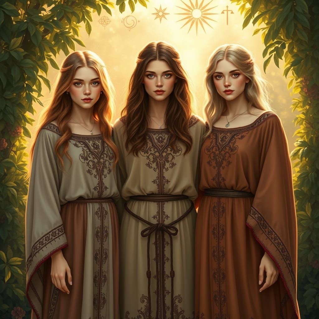 Three Sisters in Mystical Harmony - AI Art