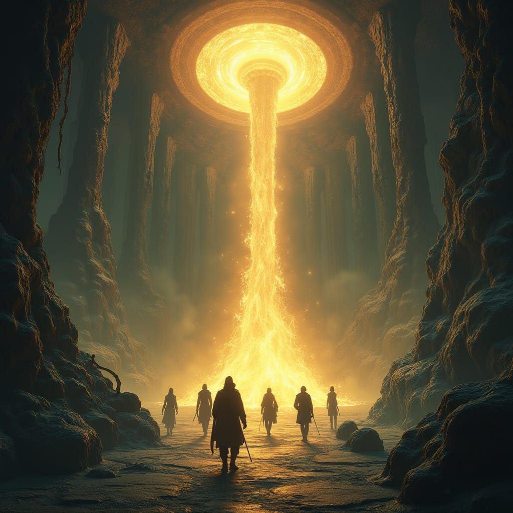 Ancient Temple Chamber Shines with Luminous, Shift... - AI Art