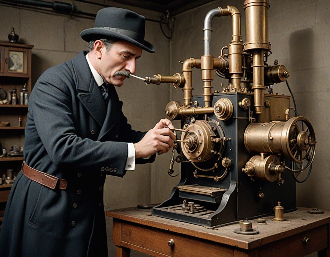 Retro-Futuristic Steam-Powered Nasal Device - AI Art