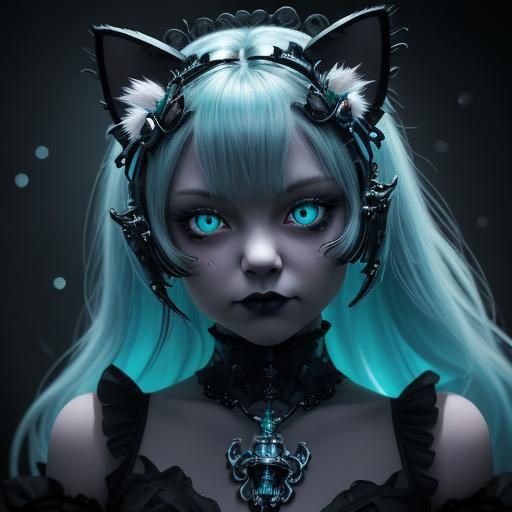 Realistic Stunningly Cute half Robotic/real cat with fleur de lis on it ...