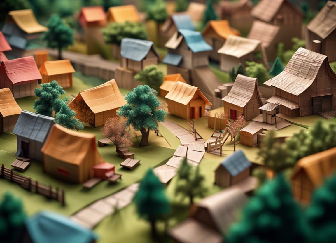 Simple Origami Village - AI Generated Artwork - NightCafe Creator