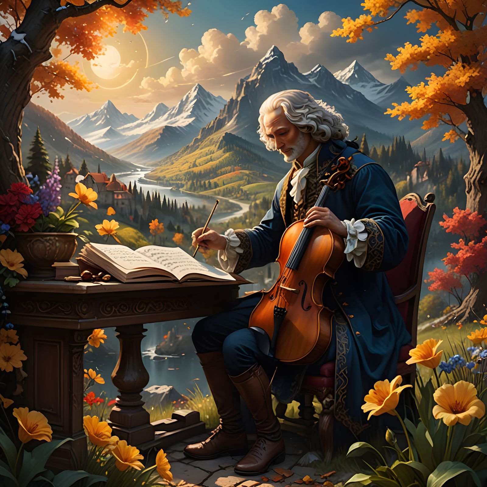 Antonio Vivaldi is composing The Four Seasons while surrounded by nature, which vividly ...