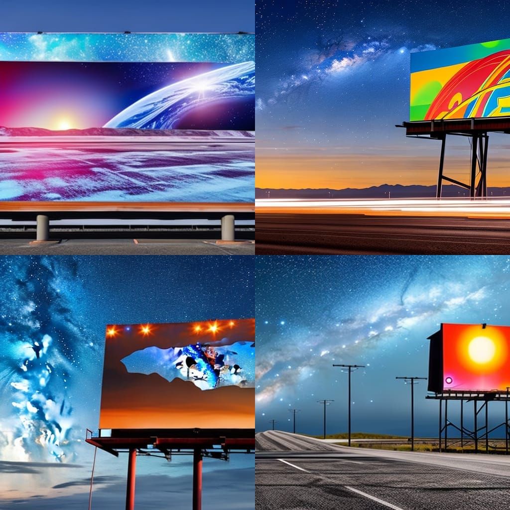 A billboard with the Milky Way Galaxy painted in beautiful graffiti ...