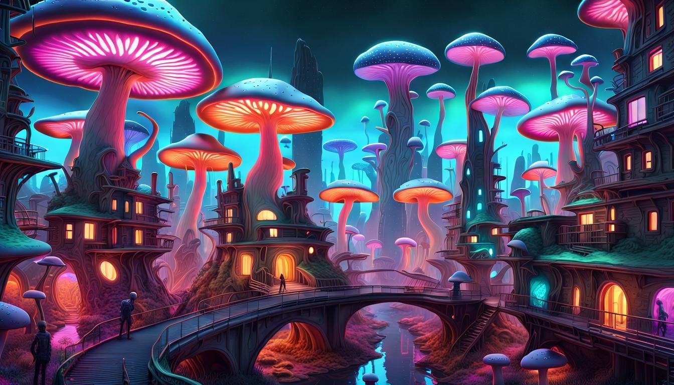 A breathtaking, spectacular surreal 3D digital illustration of a ...